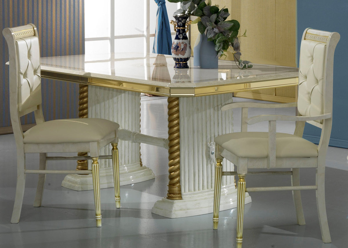 New Venus Beige/Gold Rectangular Extending Dining Table & Chairs – Billboard Furniture