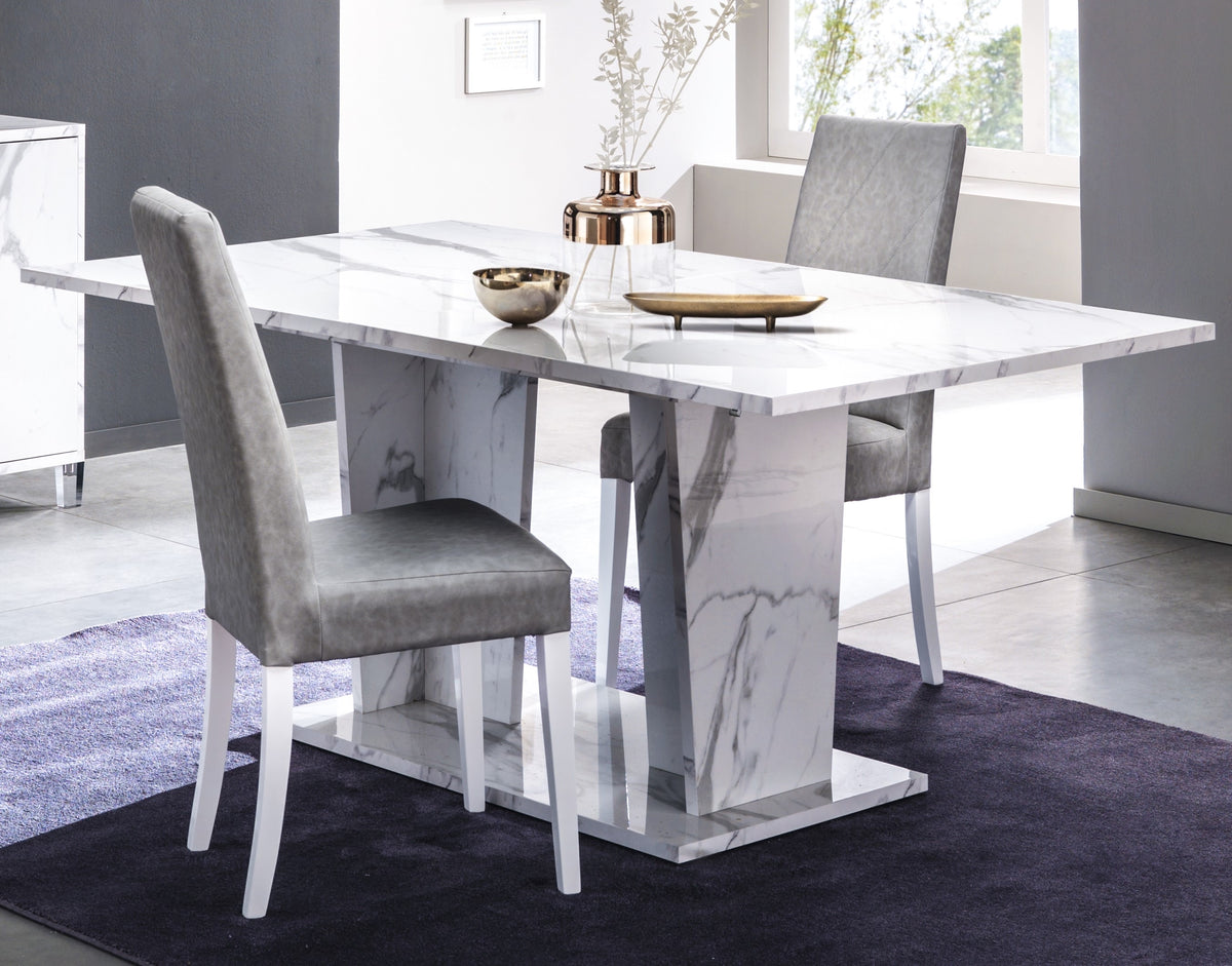 Vittoria White Marble Effect Italian Dining Table & Chairs – Billboard ...
